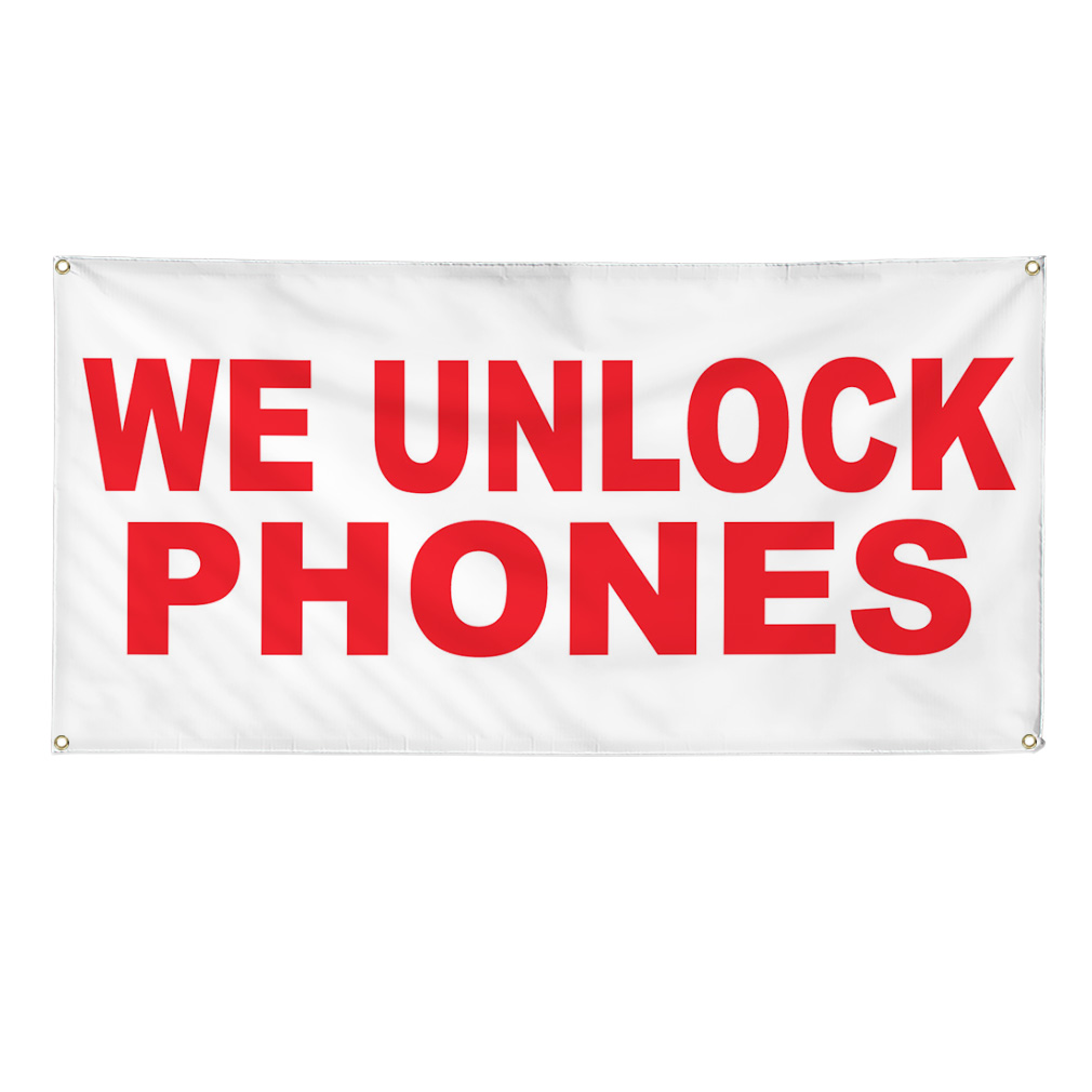 Vinyl Banner Multiple Sizes We Unlock Phones Red Retail Cell Phones ...