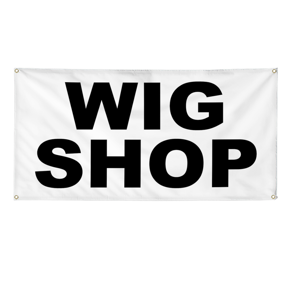 Vinyl Banner Multiple Sizes Wig Shop Black Weatherproof Industrial Yard ...