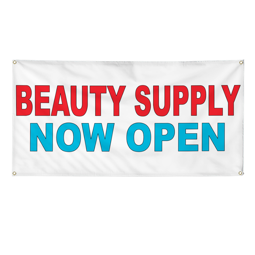 Vinyl Banner Multiple Sizes Beauty Supply Now Open Red Blue Business ...