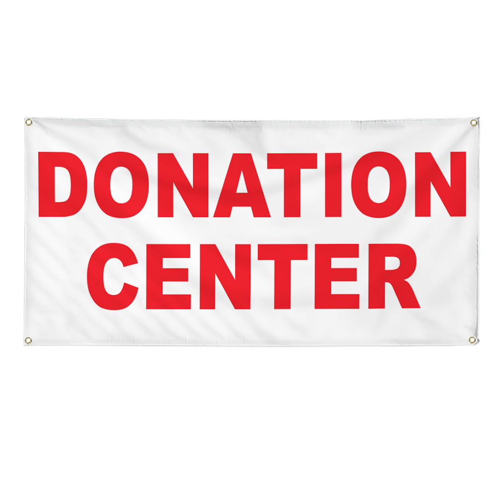Vinyl Banner Multiple Sizes Donation Center Red Business Donation ...