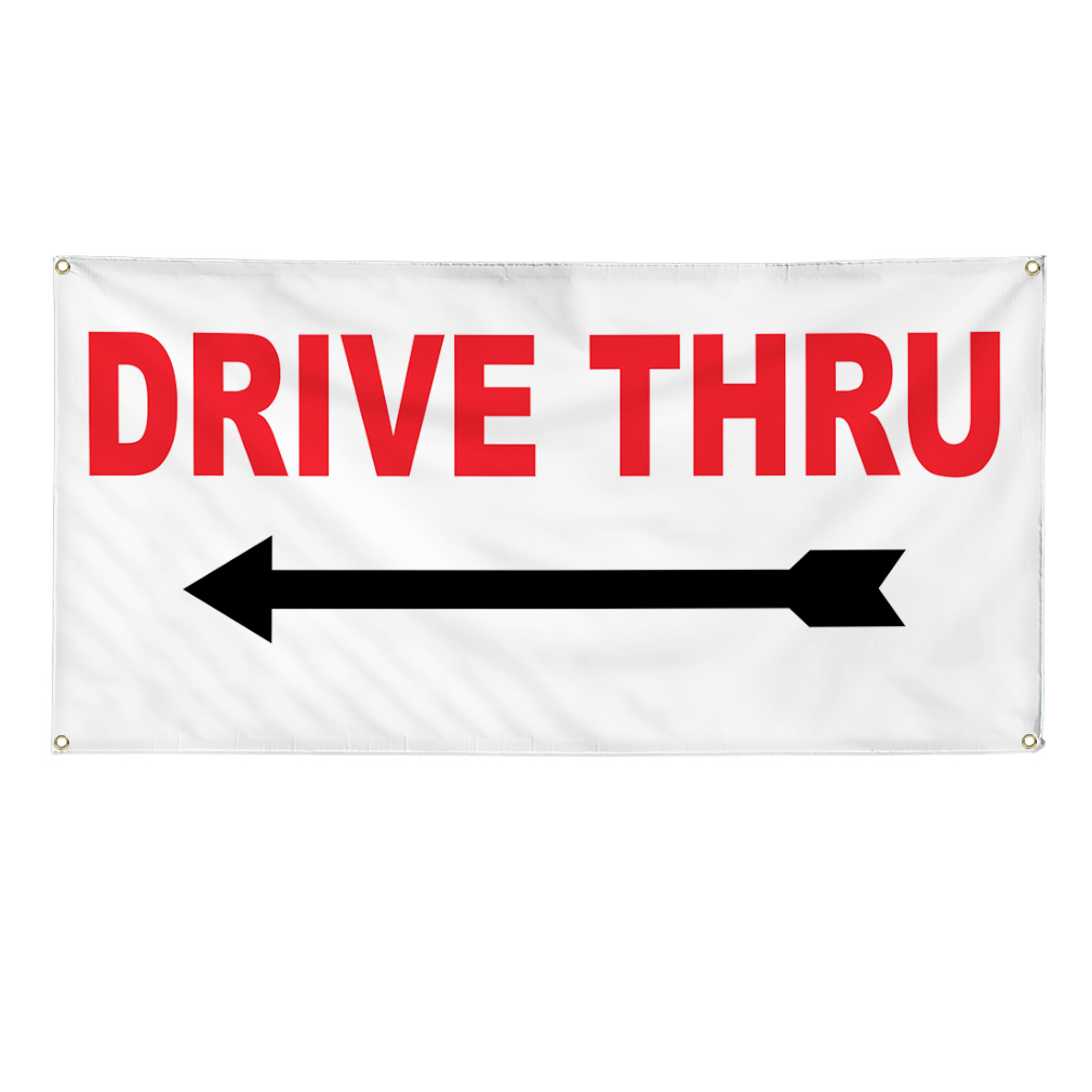 Vinyl Banner Multiple Sizes Drive-Thru Arrow Left Business Outdoor | eBay