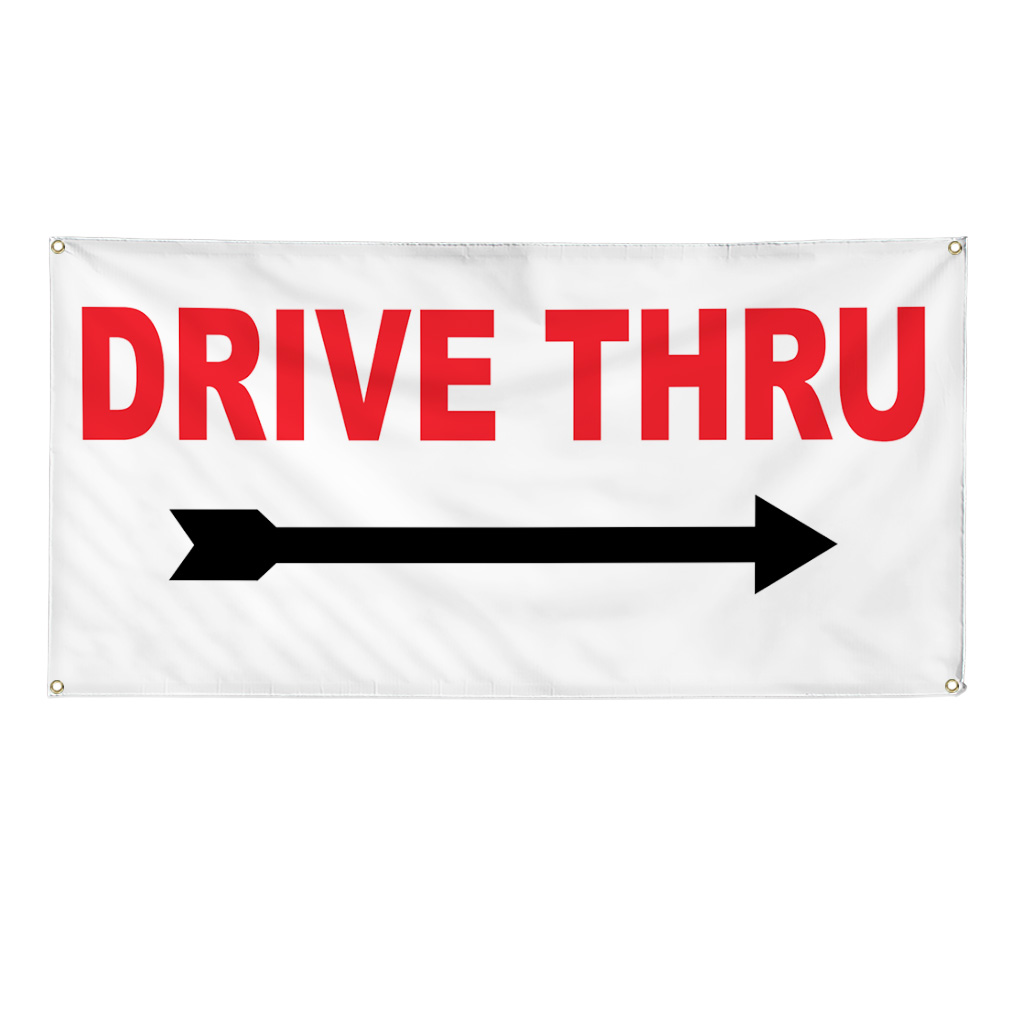 Vinyl Banner Multiple Sizes Drive-Thru Arrow Right Business Outdoor | eBay