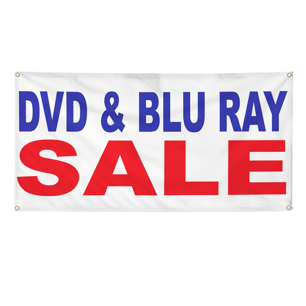 Vinyl Banner Multiple Sizes Dvd&Blu Ray Sale Blue Red Business Outdoor ...