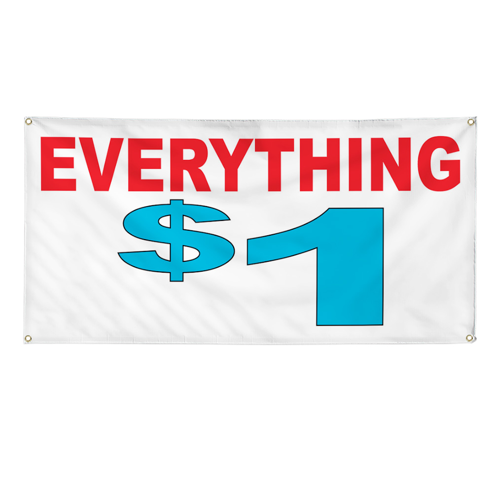 Vinyl Banner Multiple Sizes Everything 1$ Red Blue Business Outdoor | eBay