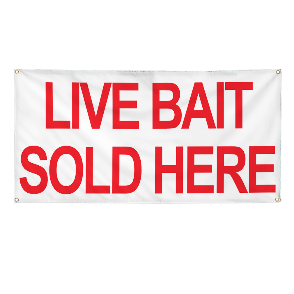 Vinyl Banner Multiple Sizes Live Bait Sold Here Red Retail Bait Outdoor ...