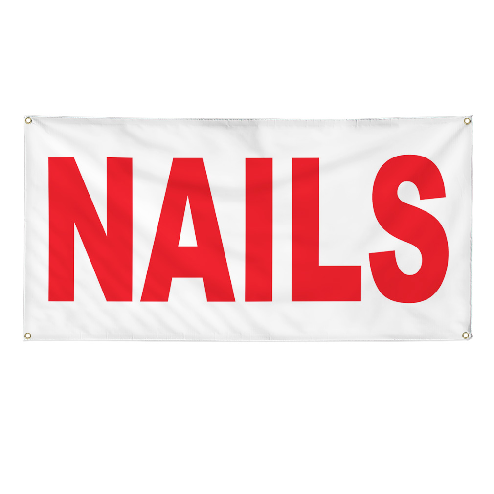 Vinyl Banner Multiple Sizes Nails Red A Weatherproof Industrial Yard ...