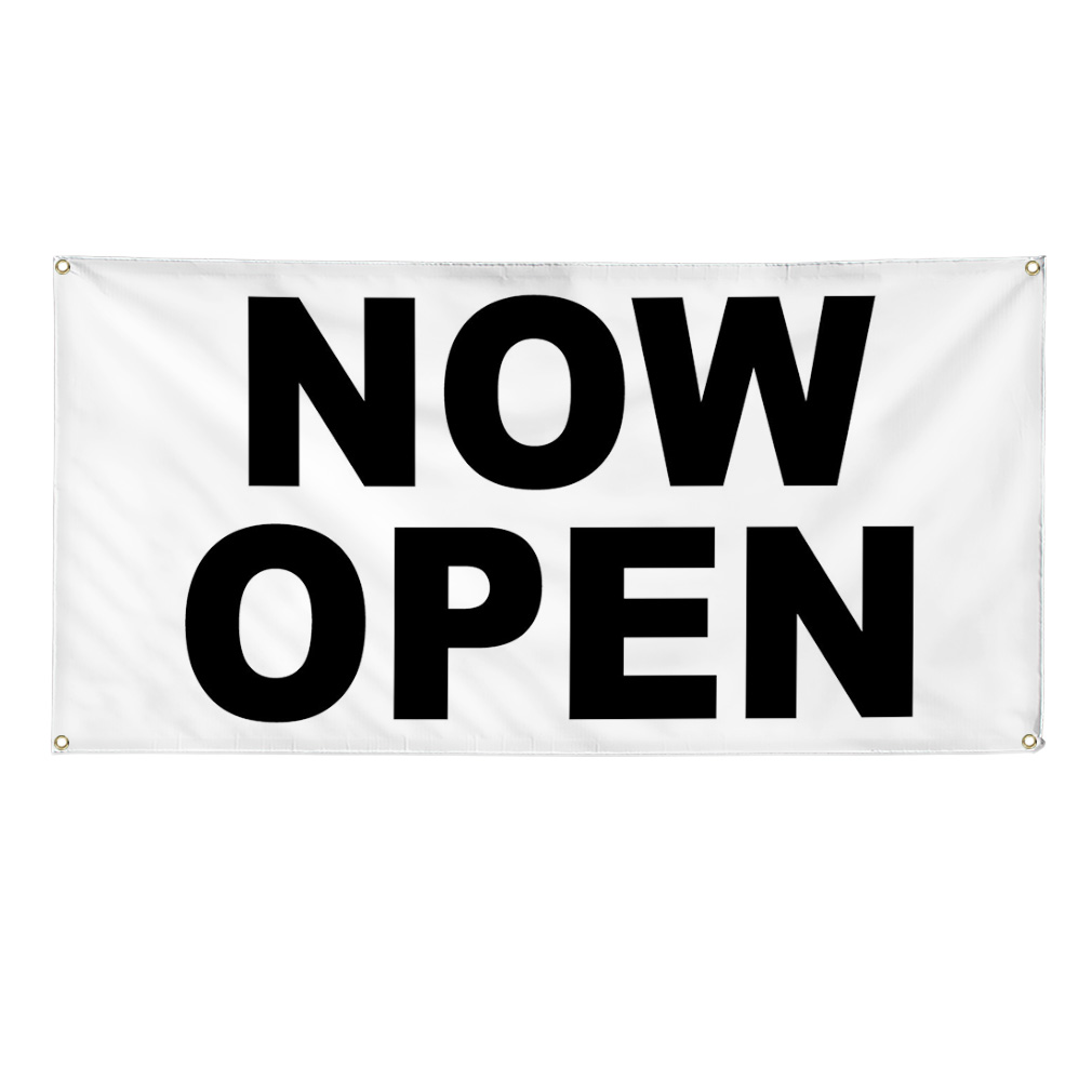 Vinyl Banner Multiple Sizes Now Open Black Weatherproof Industrial Yard ...