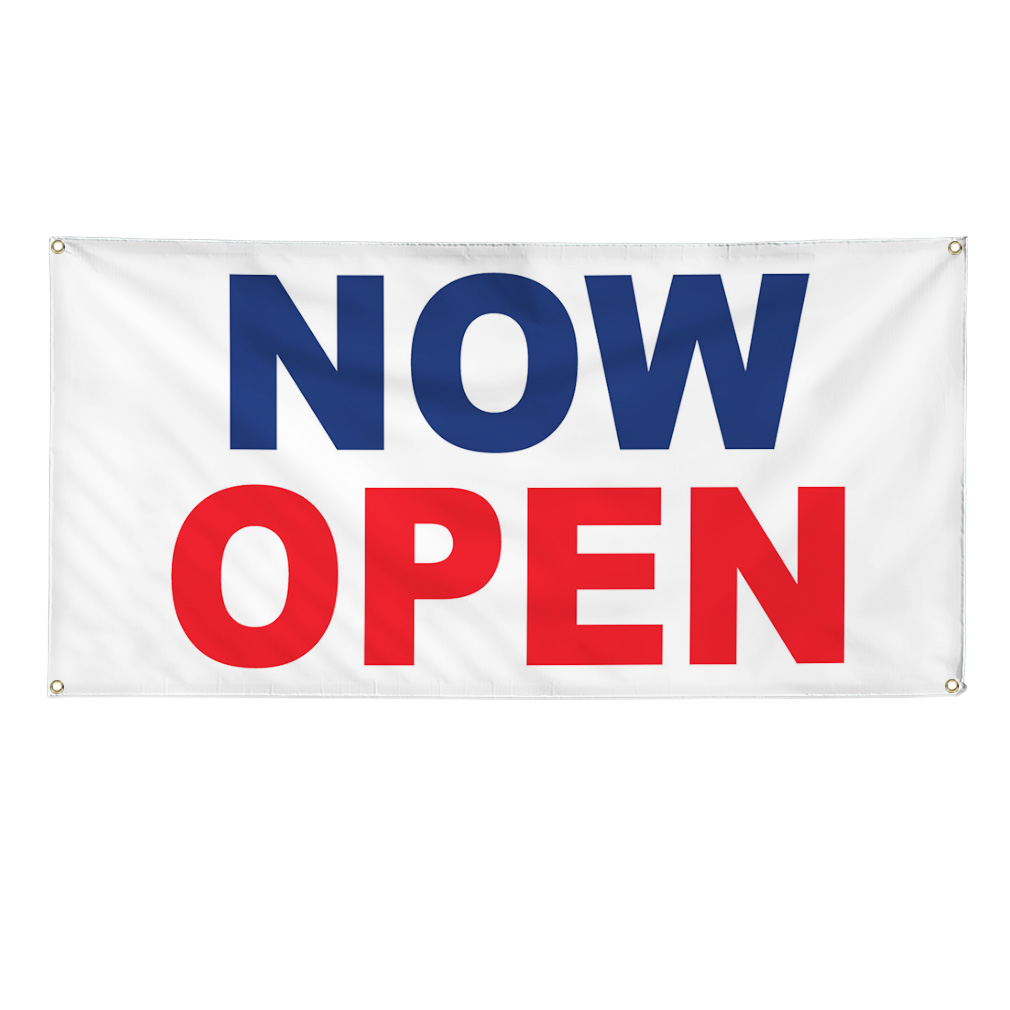 Vinyl Banner Multiple Sizes Now Open Blue Red C Business Now Open ...