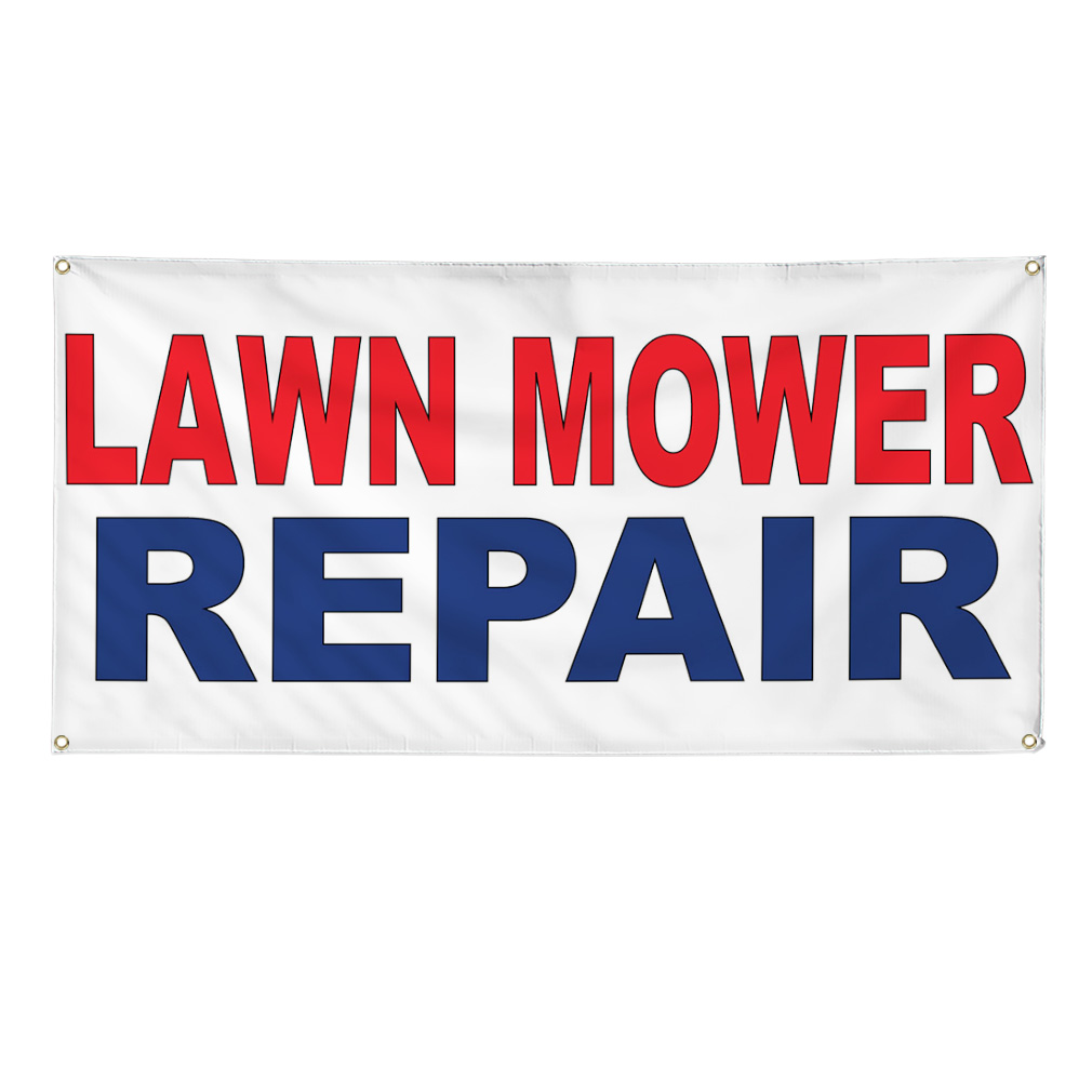 Vinyl Banner Multiple Sizes Lawn Mower Repair Red Blue Business Outdoor ...