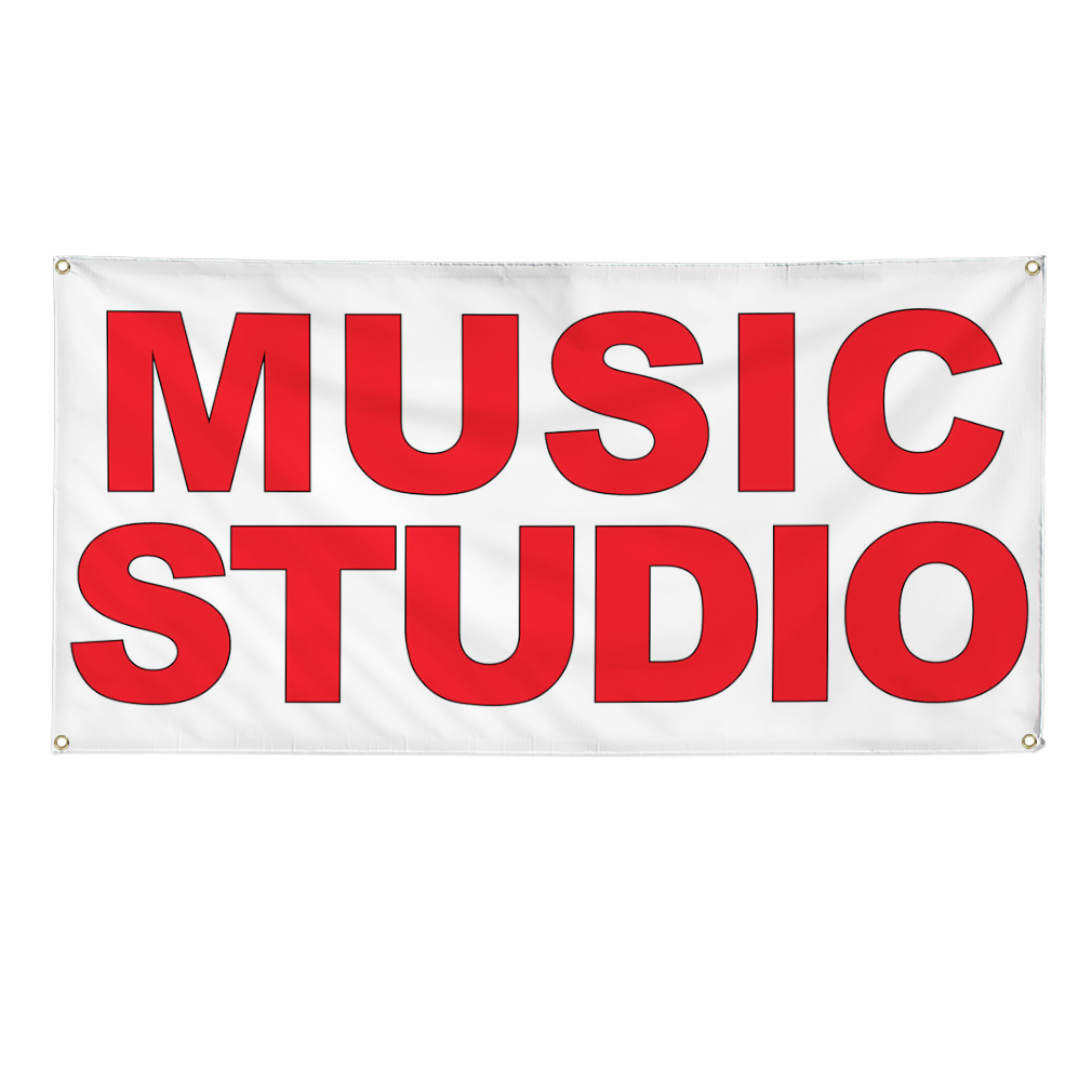 Vinyl Banner Multiple Sizes Music Studio Red Weatherproof Industrial ...