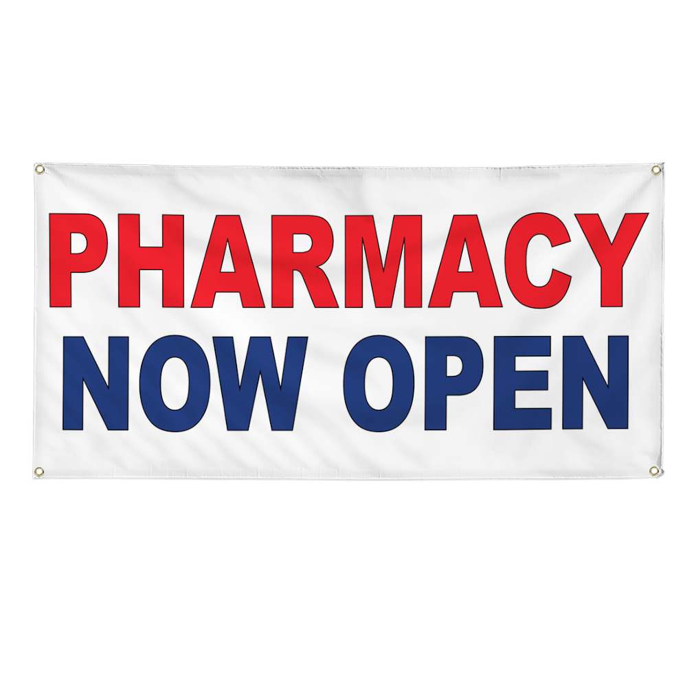 Vinyl Banner Multiple Sizes Pharmacy Now Open Red Blue Business Now ...