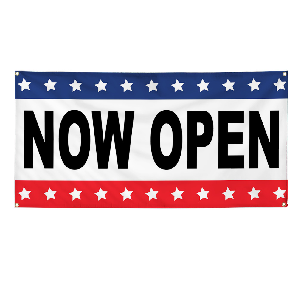 Vinyl Banner Multiple Sizes Now Open Black Red Blue Business Now Open ...