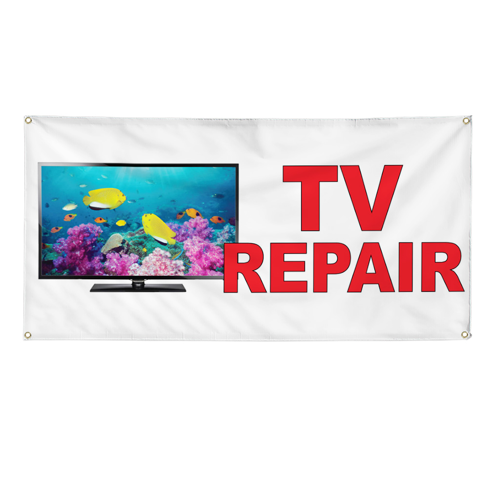 Vinyl Banner Multiple Sizes Tv Repair Red B Weatherproof Industrial ...