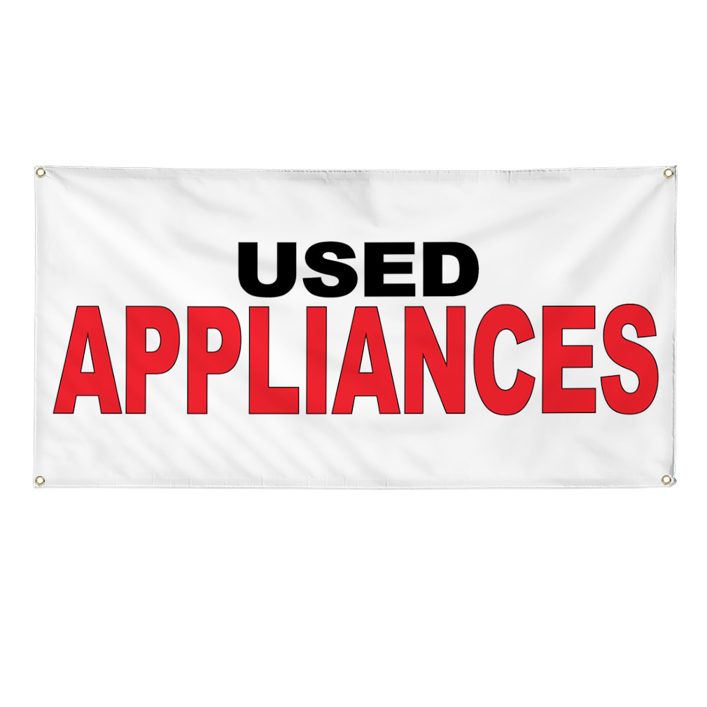Vinyl Banner Multiple Sizes Used Appliances Black Red Business Outdoor ...