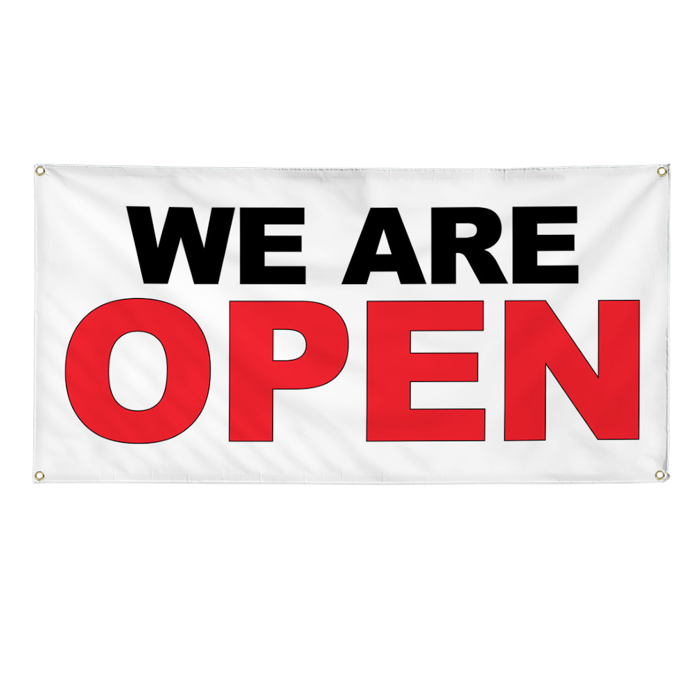 Vinyl Banner Multiple Sizes We Are Open Black Red Business Now Open ...