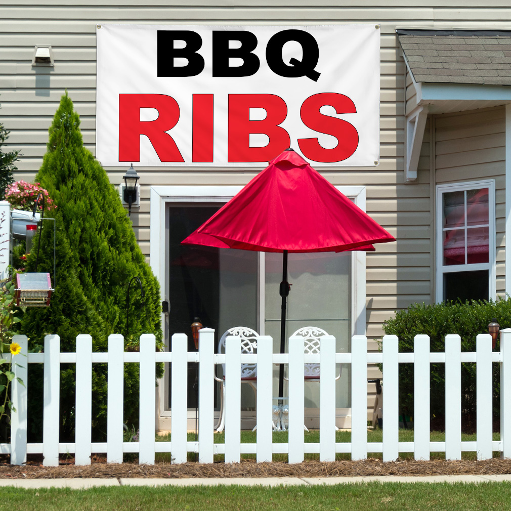 Vinyl Banner Multiple Sizes Bbq Ribs Black Red Food Bar Restaurant Food ...