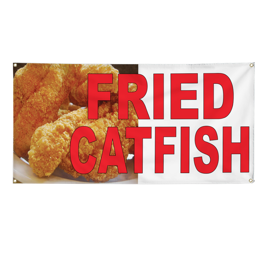 Vinyl Banner Multiple Sizes Fried Catfish Red Food Bar Restaurant Food ...