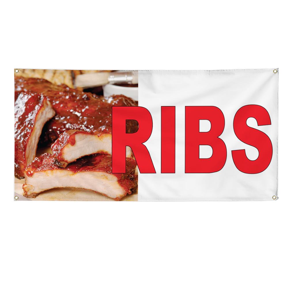 Vinyl Banner Multiple Sizes Ribs Red Food Bar Restaurant Food Truck Bbq ...