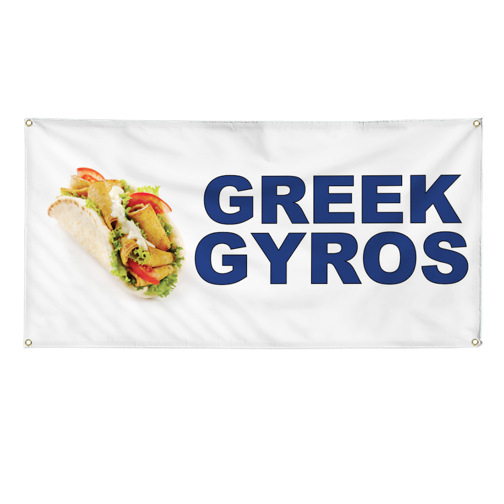 Vinyl Banner Multiple Sizes Greek Gyros Blue Food Bar Restaurant Food ...